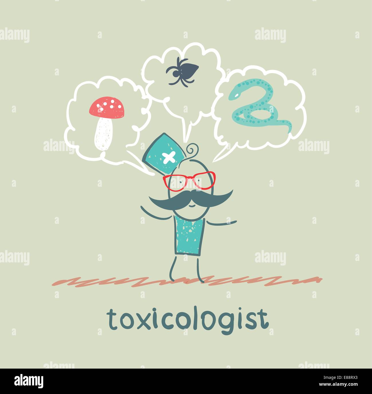 toxicologist thinks of the snake, insects and fungi Stock Vector Image ...
