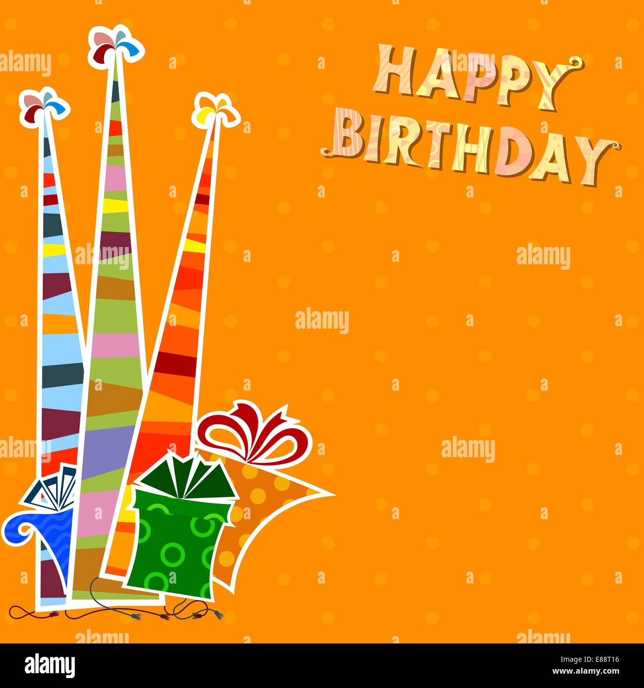 Birthday background with striped party hats and gifts Stock Vector ...