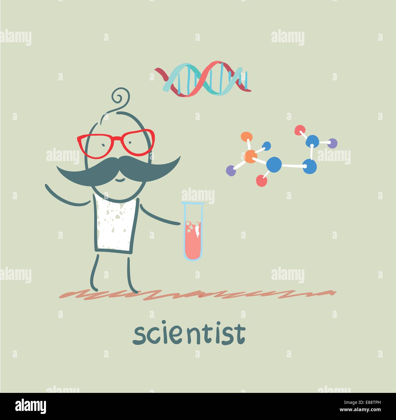 scientist holding a test tube and thinking about the formulas Stock ...