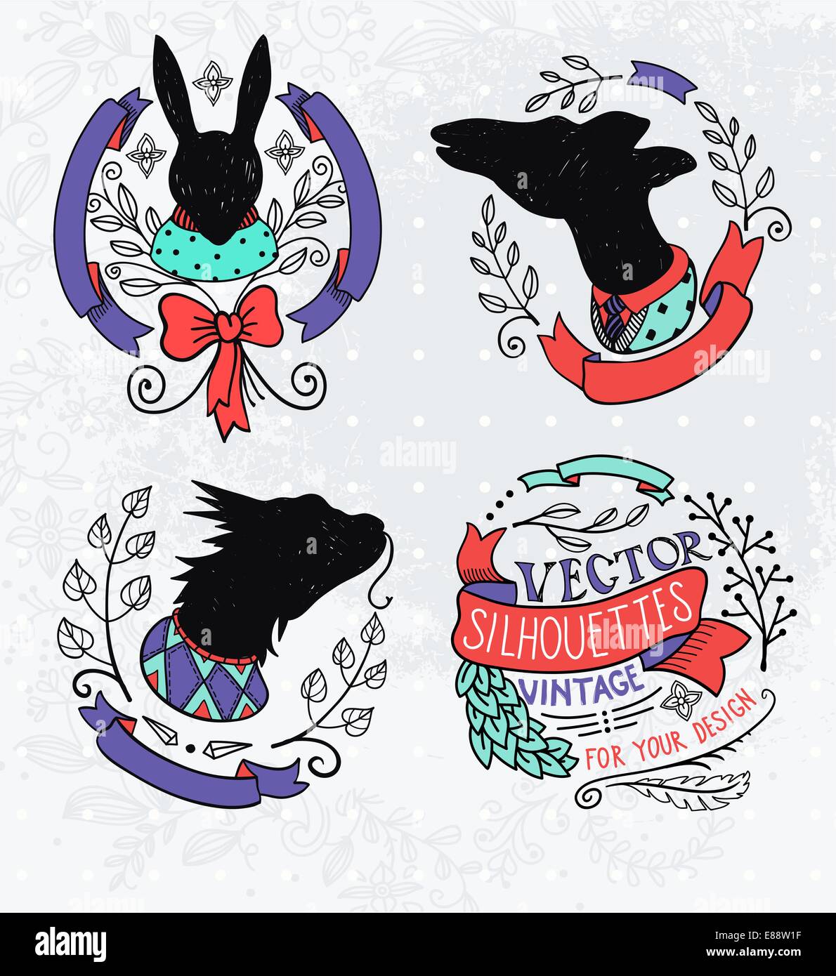 vector set of vintage silhouettes Stock Vector Image & Art - Alamy