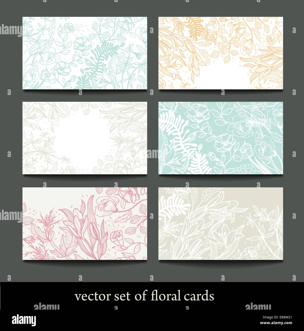 vector set of hand drawn floral cards Stock Vector Image & Art - Alamy
