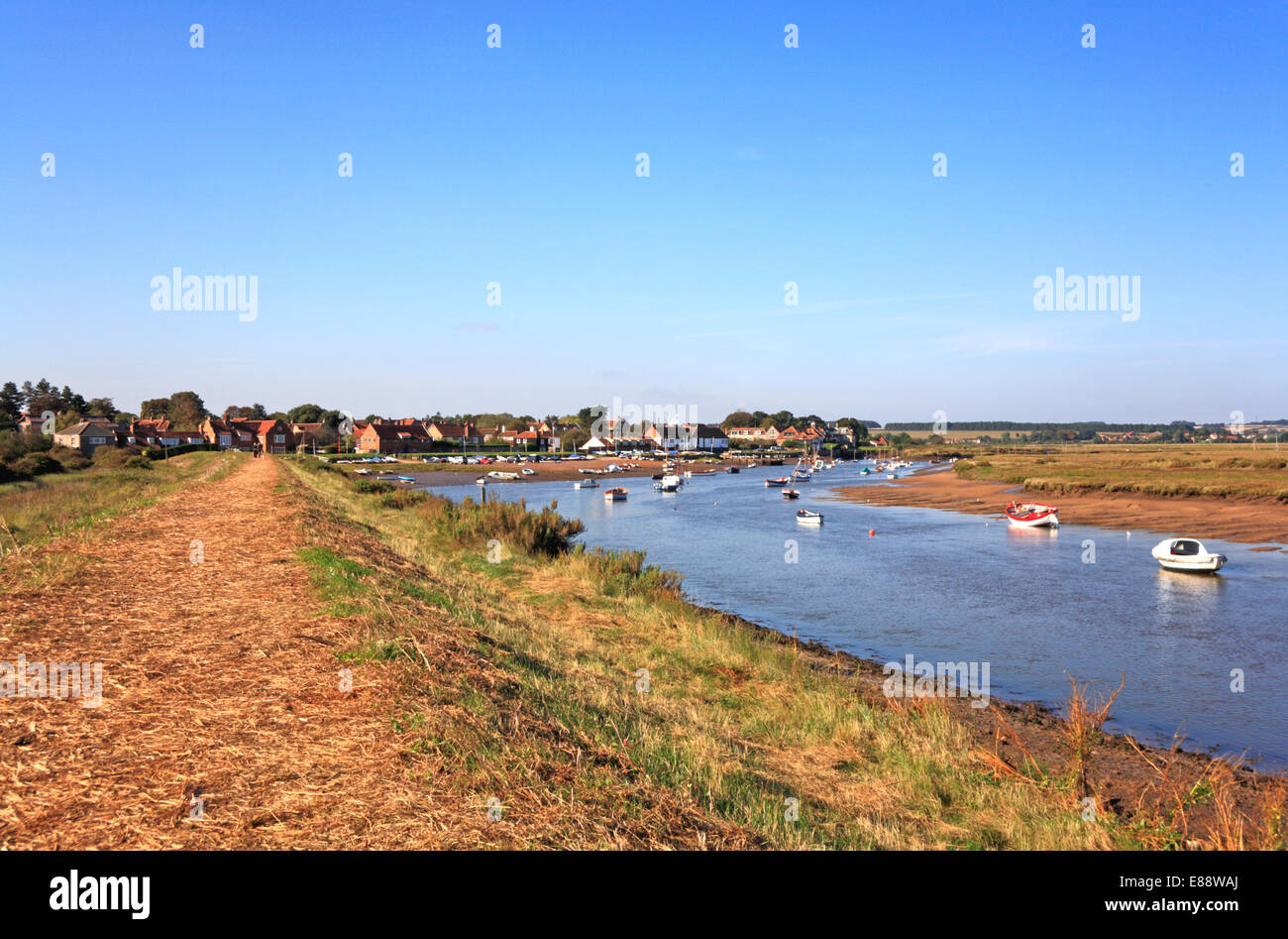 A view of the Norfolk Coast Path approaching Burnham Overy Staithe ...