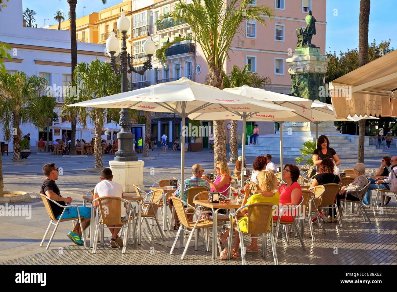Cafe, Plaza de San Juan de Dios, Cadiz, Cadiz Province, Andalucia ...