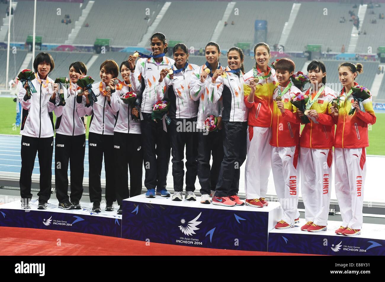 Incheon, South Korea. 2nd Oct, 2014. Gold medalists athletes of India ...