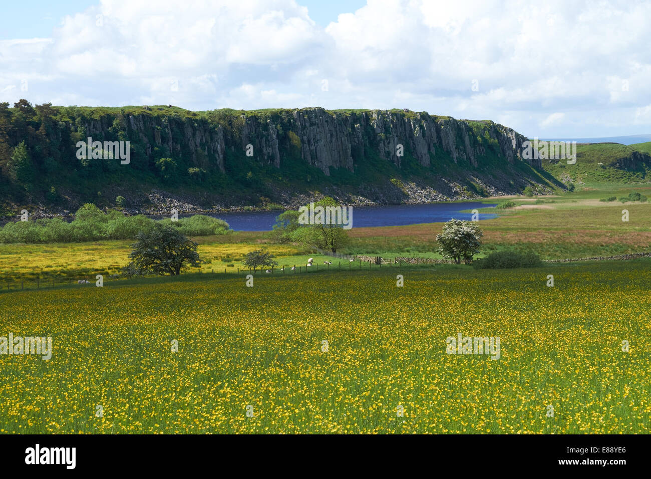 Crag Lough at Hadrian's Wall in Northumberland, North East England. UK ...