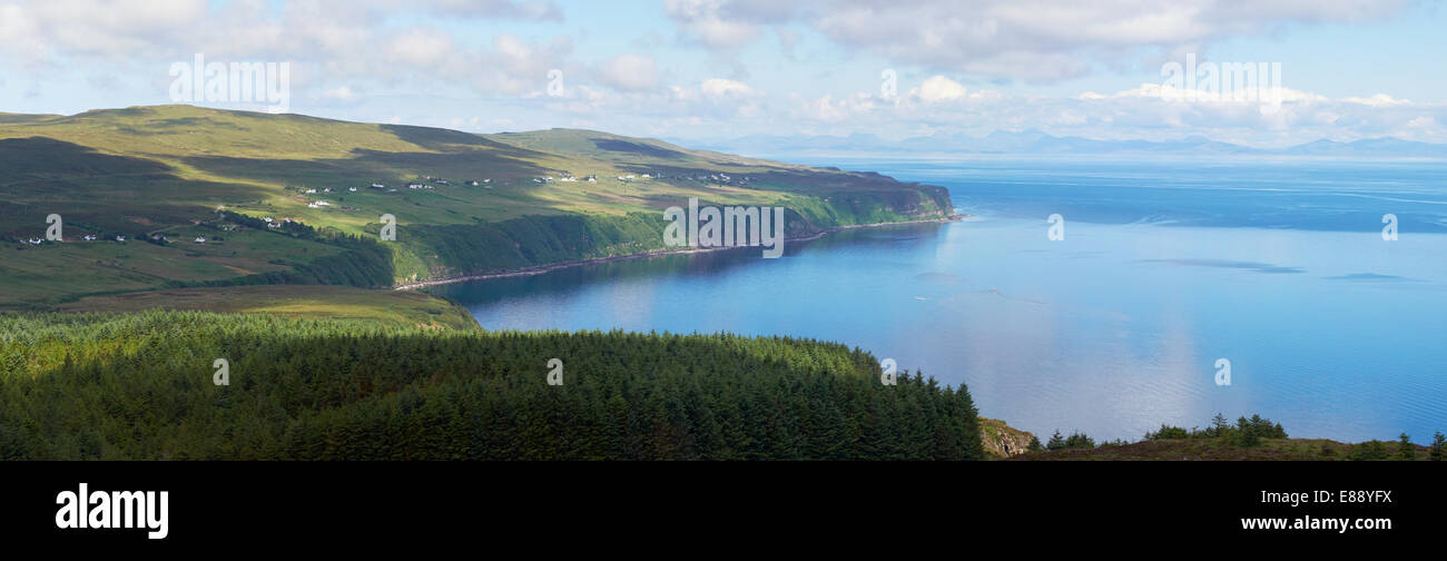 Panoramic view of the Waternish coastline with the villages of Gillen ...