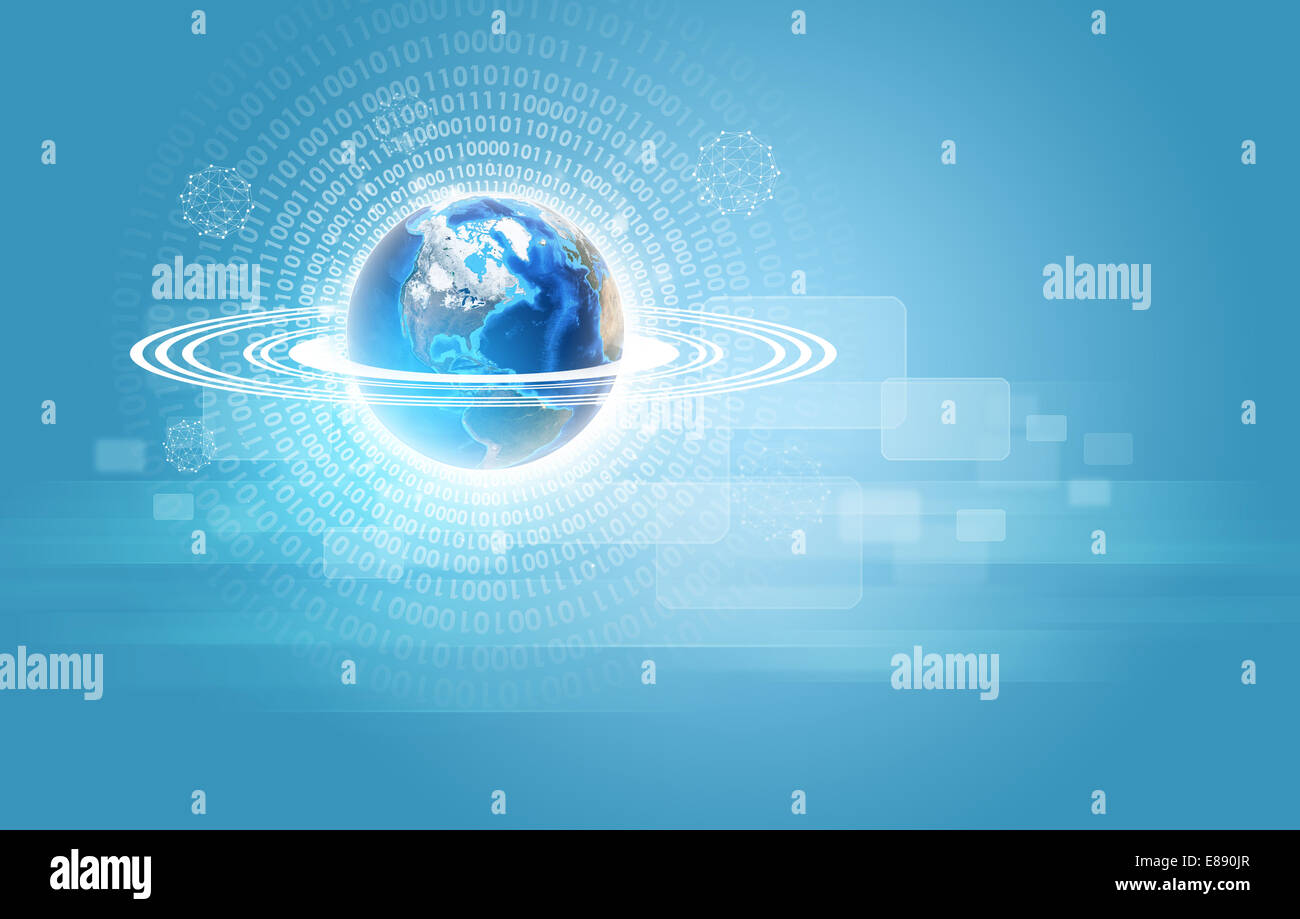 Earth with figures and transparent rectangles Stock Photo - Alamy