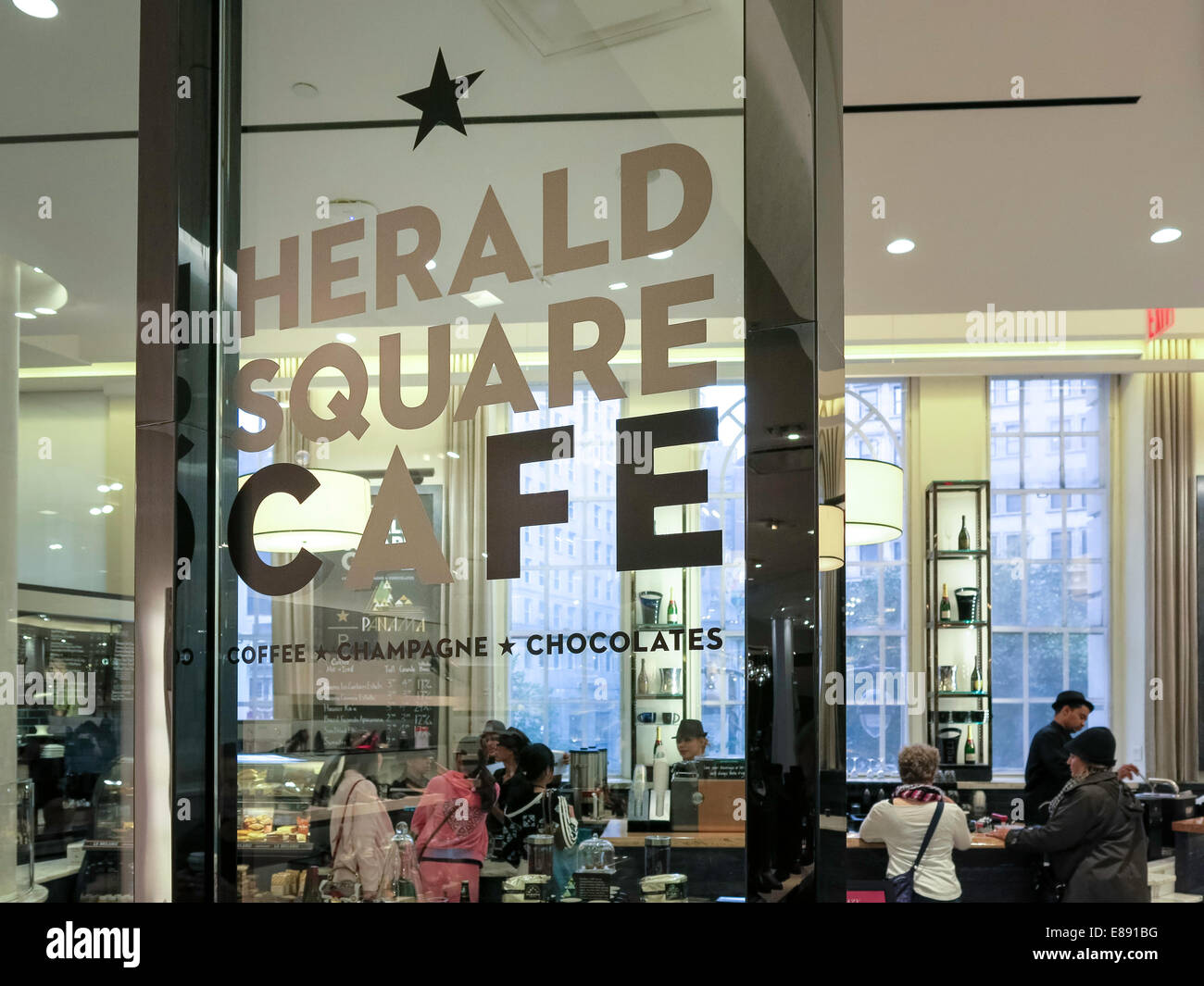 Shoppers at Herald Square Cafe Coffee Bar, Macy's Department Store ...