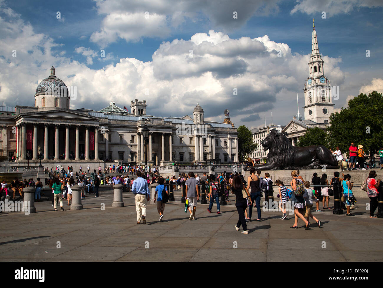 Trafalgar Square in Central London built to commemorate the battle of ...