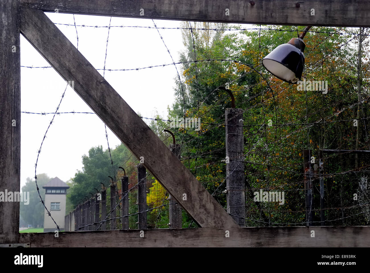 Germany, the Nazi concentration camp of Dachau. Security installations ...