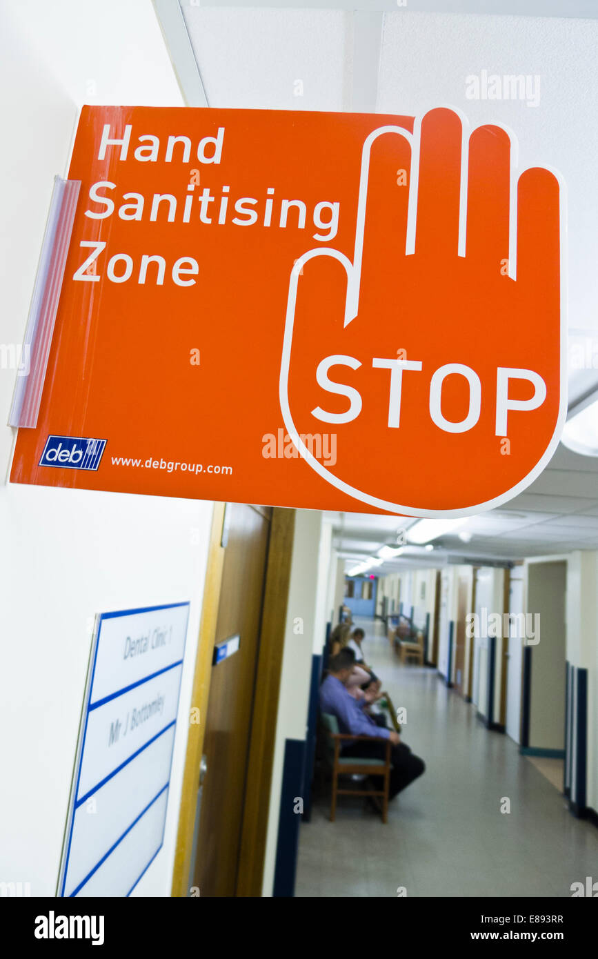 Hand Sanitizing Zone warning sign in a hospital Stock Photo - Alamy