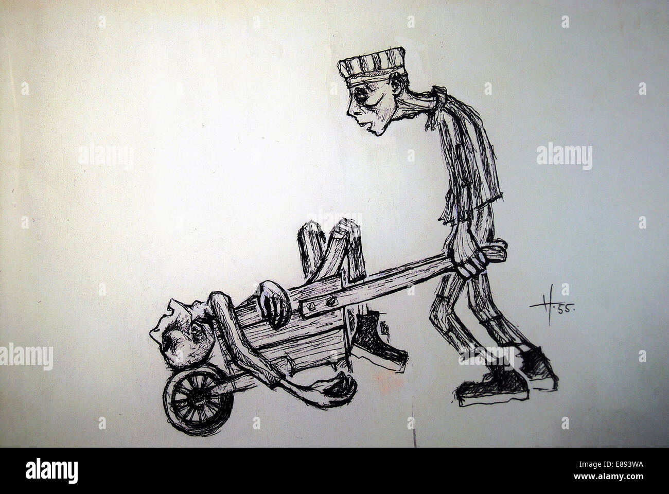 Germany, the Nazi concentration camp of Dachau. Returning from the ...