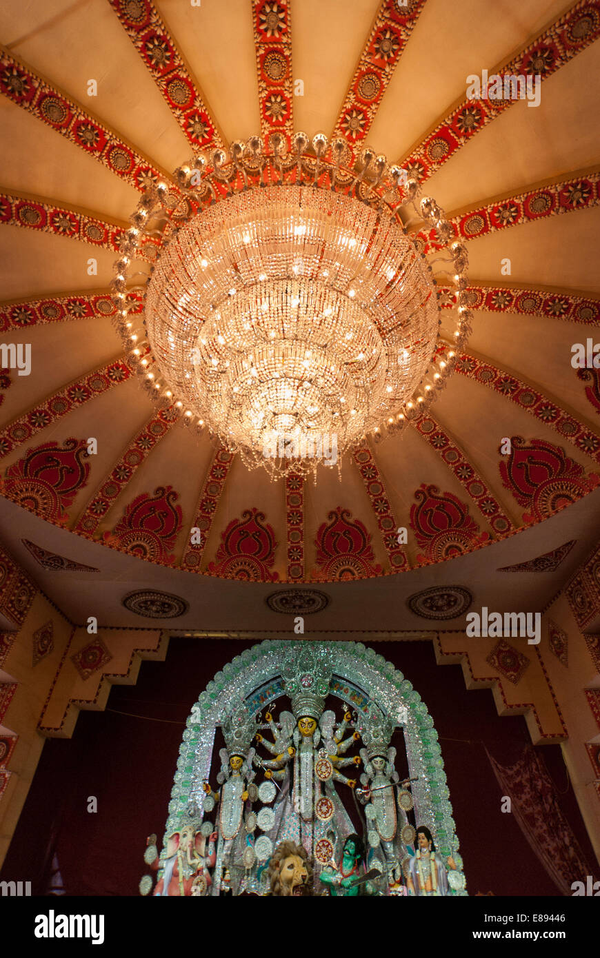 Durga Idol with chandelier, Durga Puja Celebration in kolkata,West ...