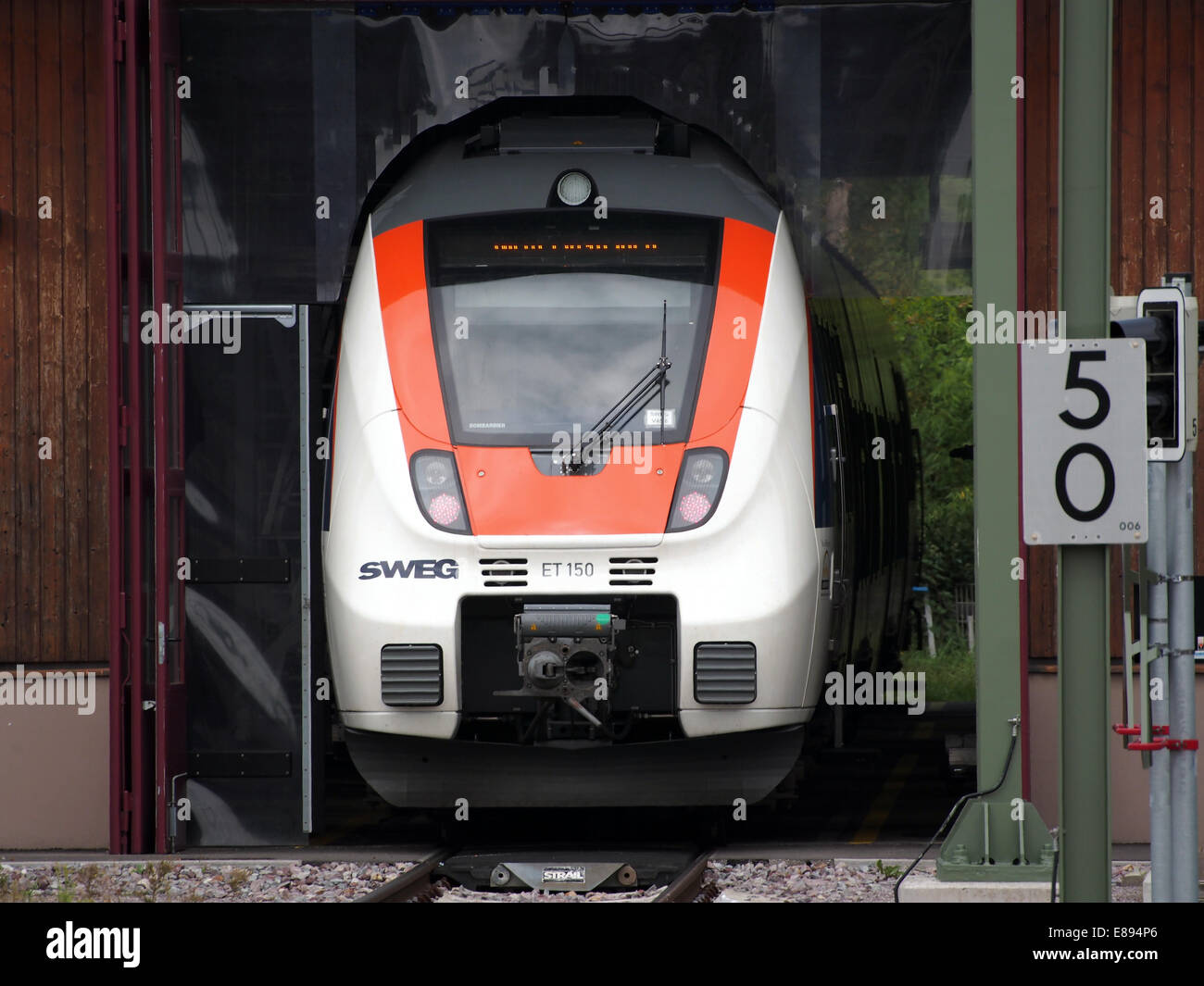 The SWEG Zug ET 150, a regional electric train, is shown at Staufen ...
