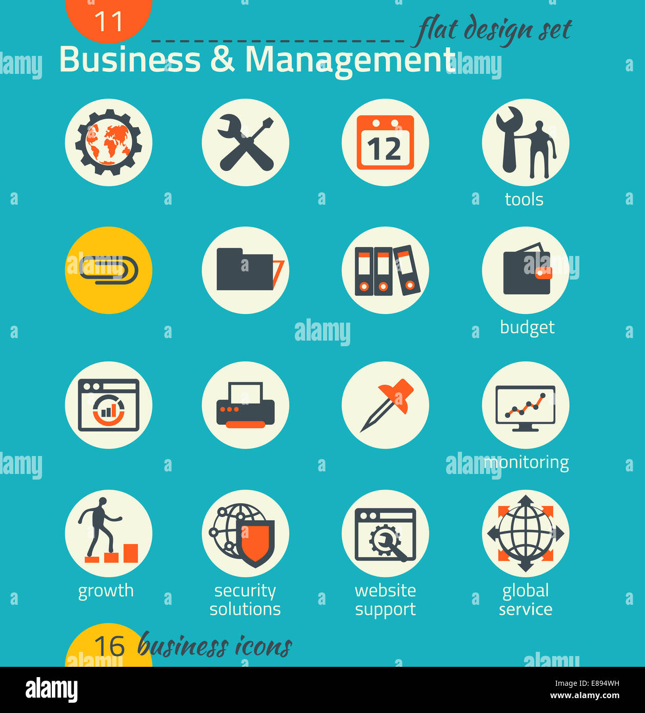 Business icon set. Software and web development, marketing, global ...