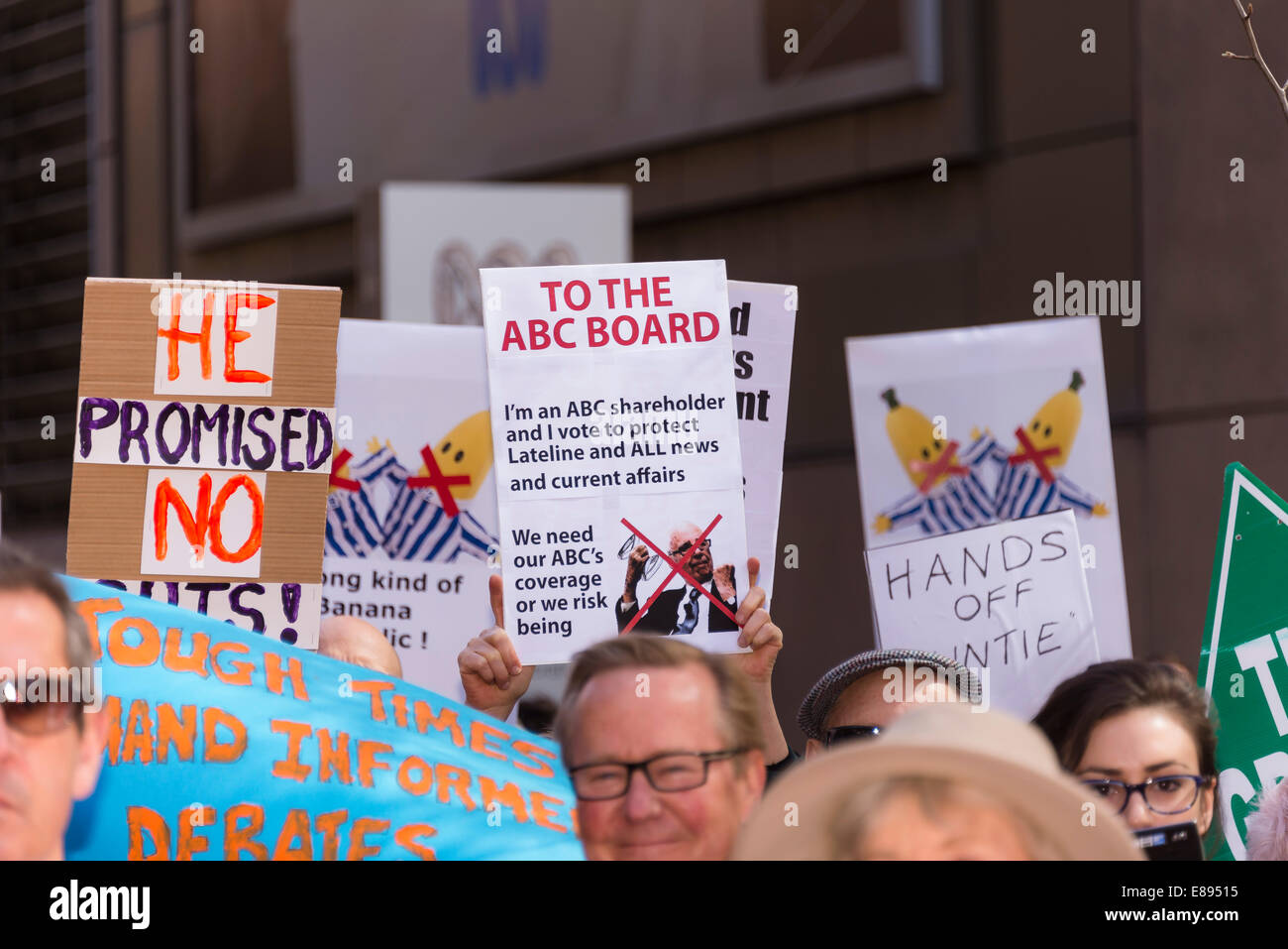 Sydney, Australia. 1st October, 2014. A protest to ABC budget cuts axe ...