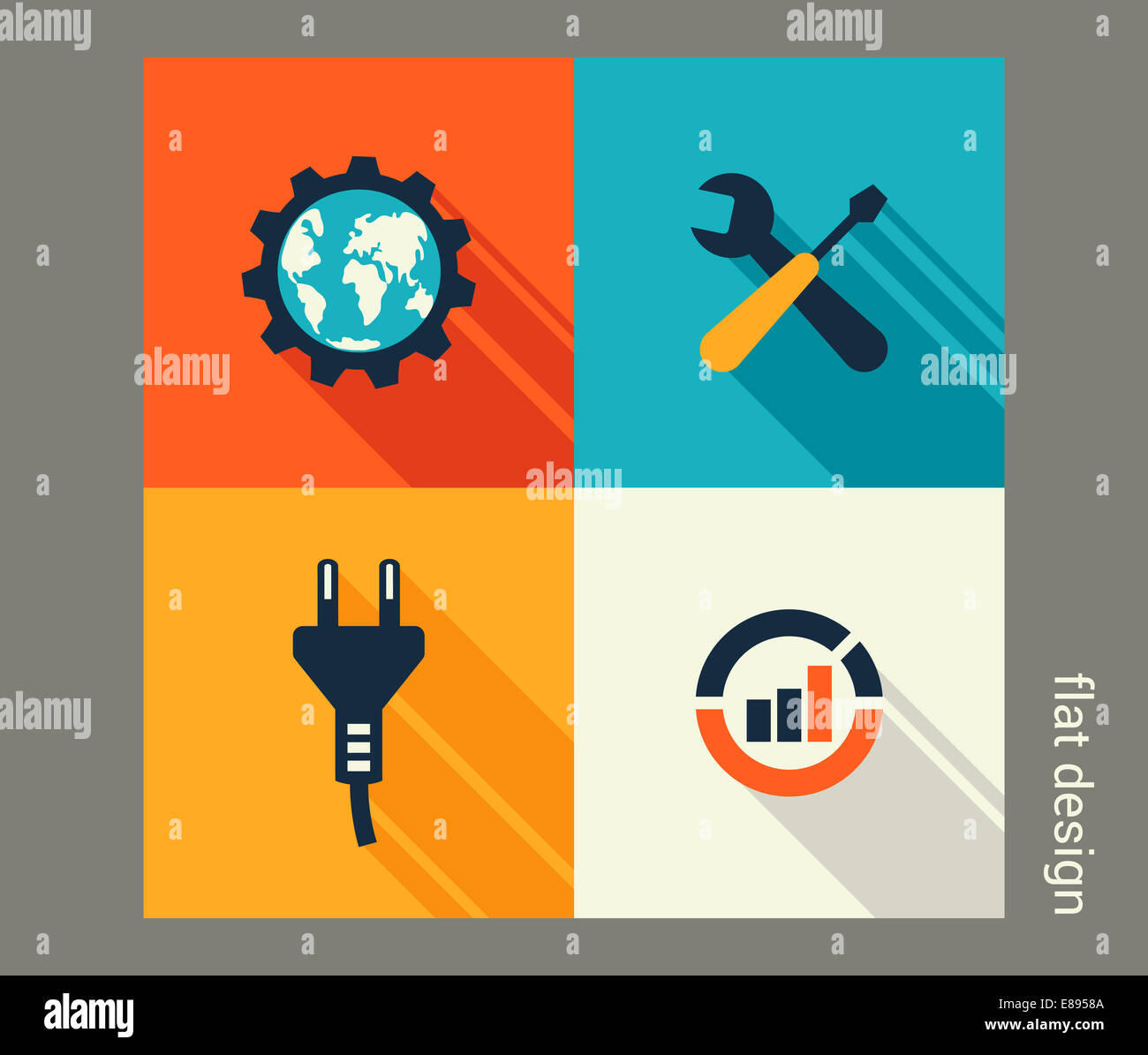 Business icon set. Software and web development, marketing, e-commerce ...