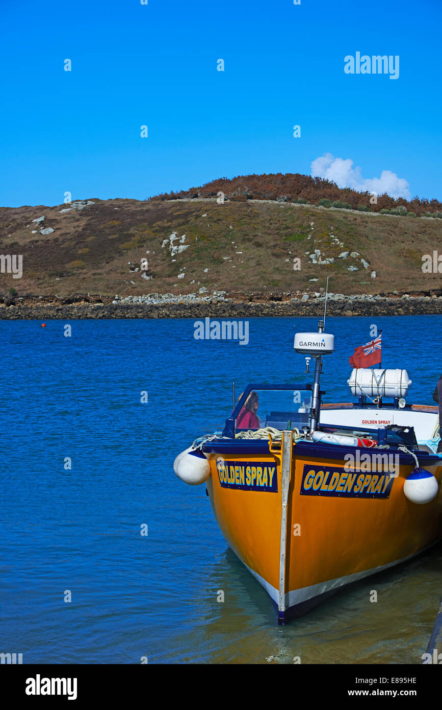 Golden Spray boat at Anneka’s Quay, Bryher, Isles of Scilly, Scillies ...