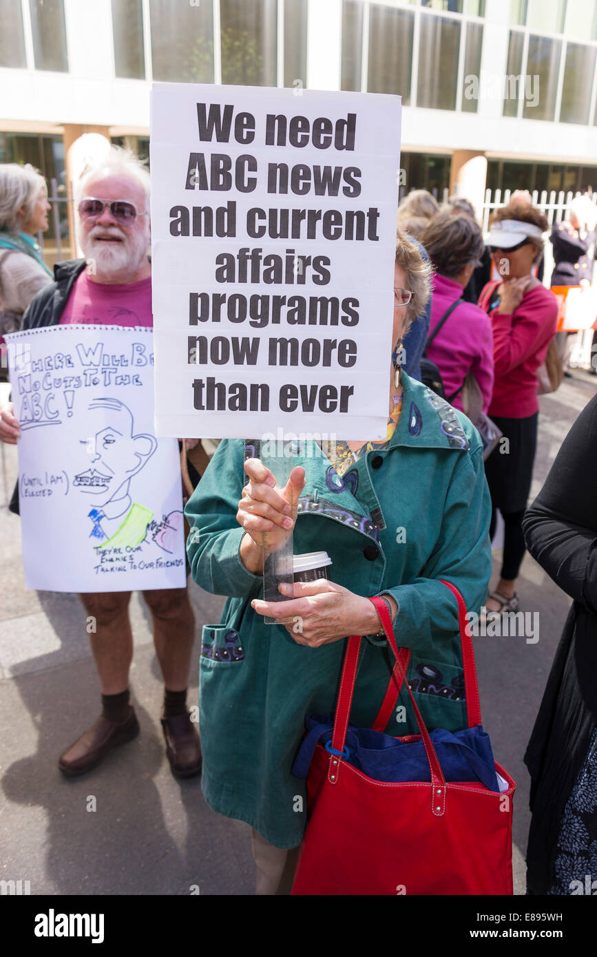 Sydney, Australia. 1st October, 2014. A protest to ABC budget cuts axe ...
