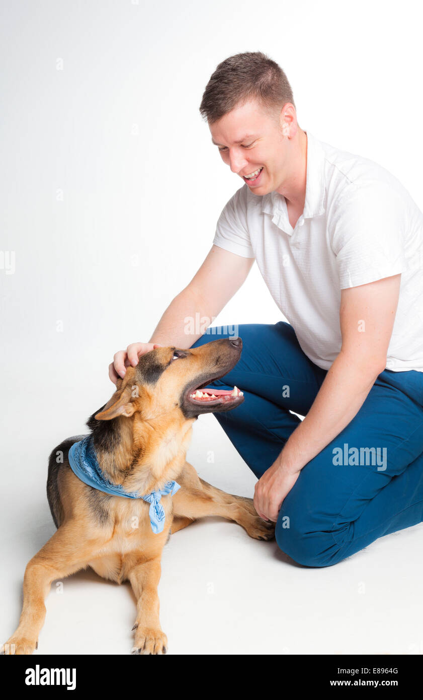 Man Petting Dog High Resolution Stock Photography and Images - Alamy