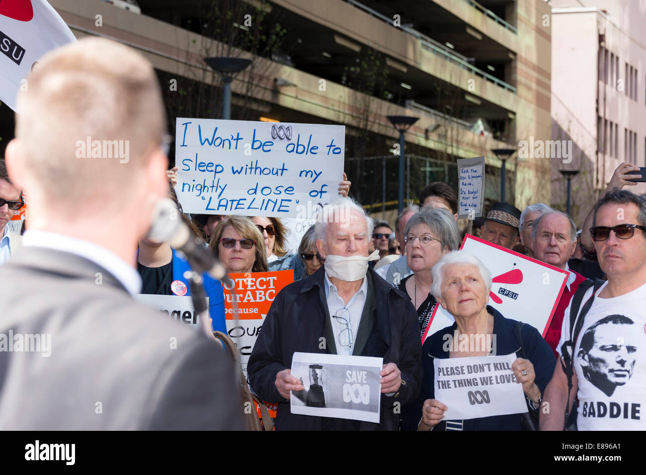 Sydney, Australia. 1st October, 2014. A protest to ABC budget cuts axe ...