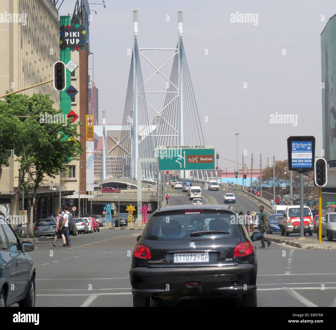 JOHANNESBURG, South Africa. Approach to the Nelson Mandela Bridge ...