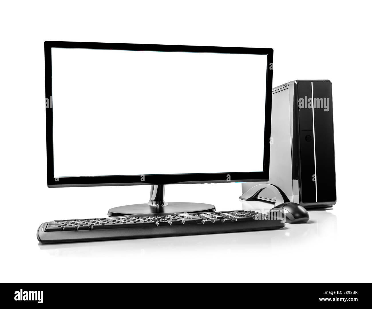 Desktop computer and keyboard and mouse on white Stock Photo - Alamy