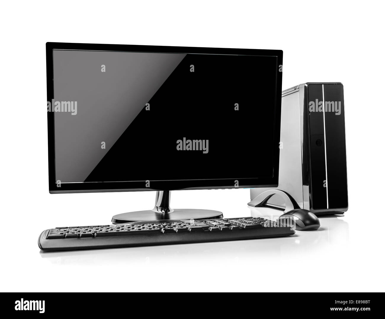 Desktop computer and keyboard and mouse on white Stock Photo - Alamy