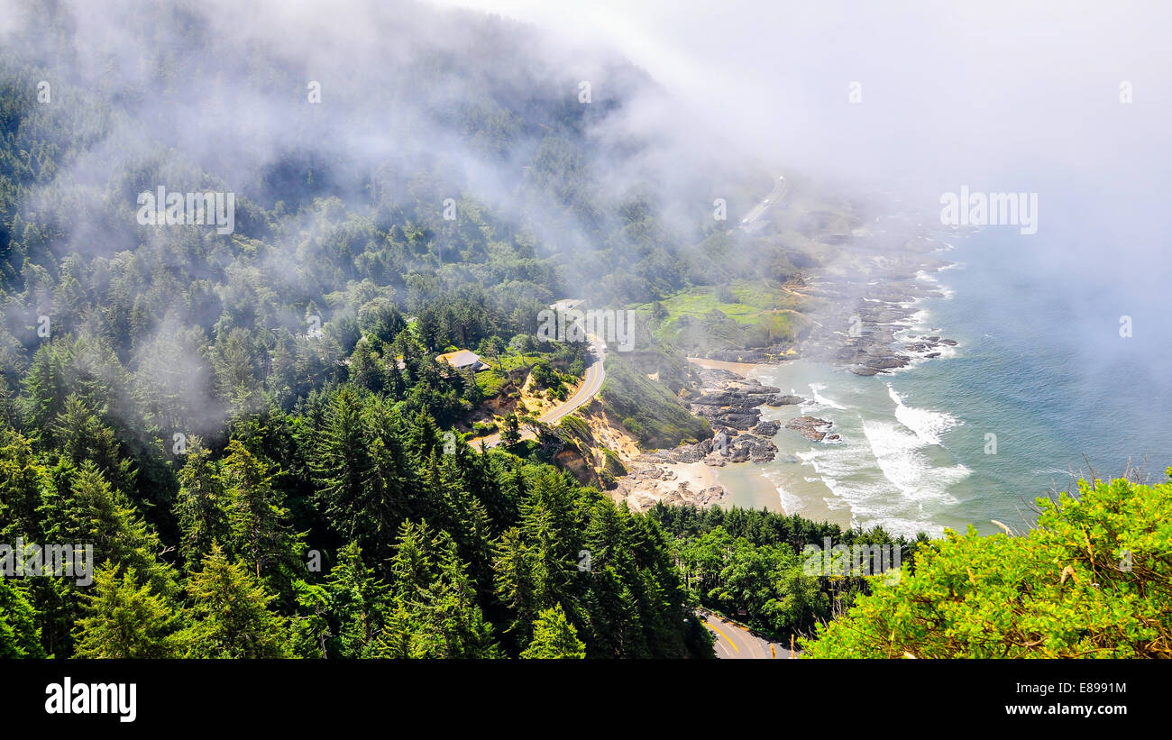 Pacific Ocean Fog Rolls In Over Cape Perpetua - Oregon Stock Photo - Alamy