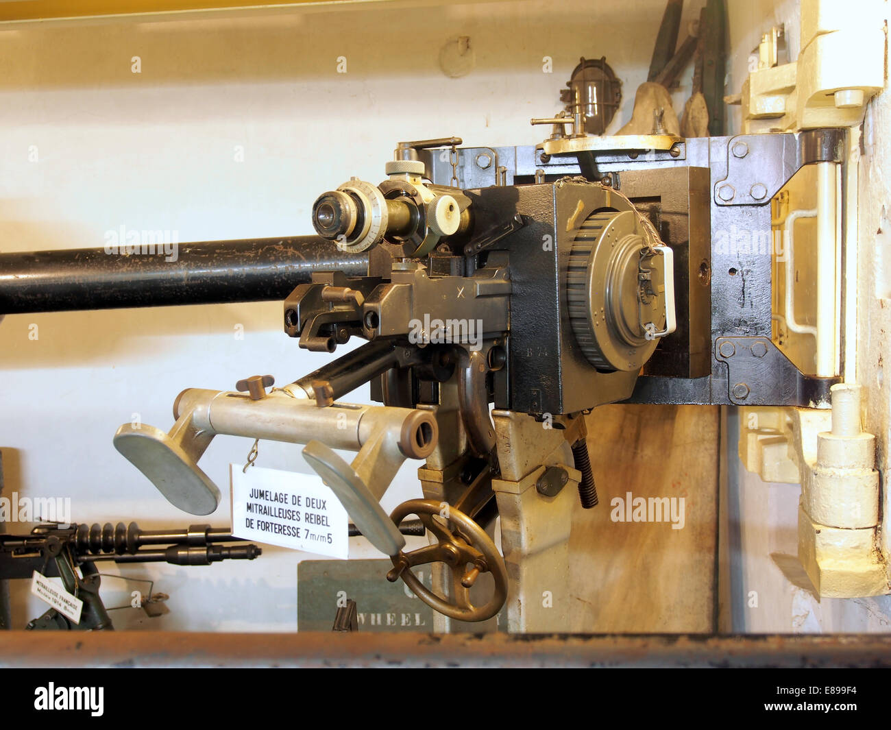 The pairing of two 7.5mm Reibel machine guns in a fortress casemate at ...