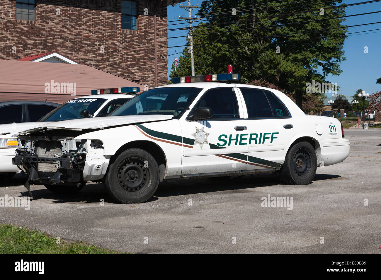 Police car with damage to front end Stock Photo - Alamy