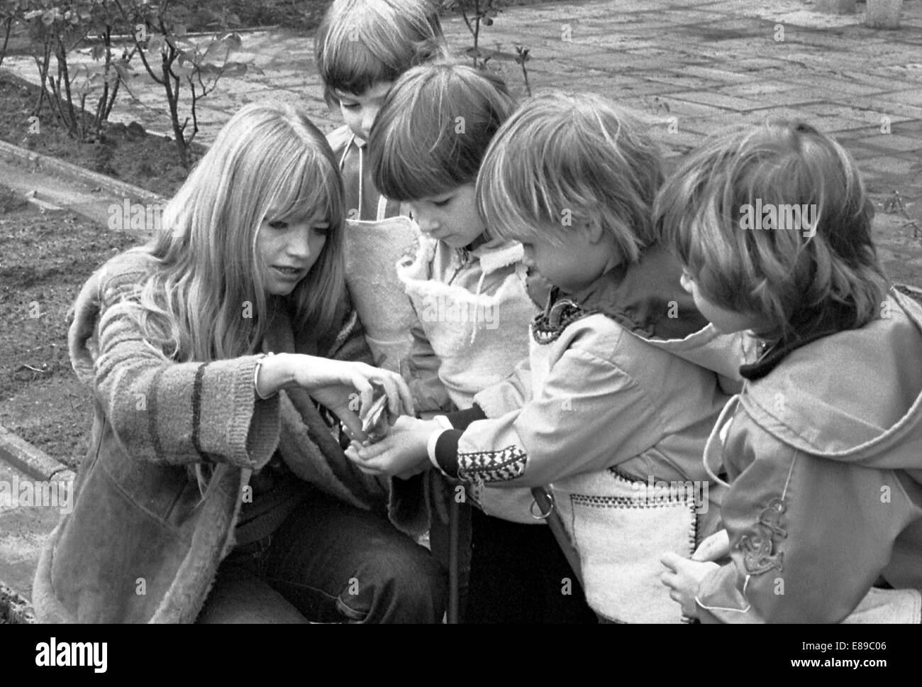 Group of children outside school Black and White Stock Photos & Images ...