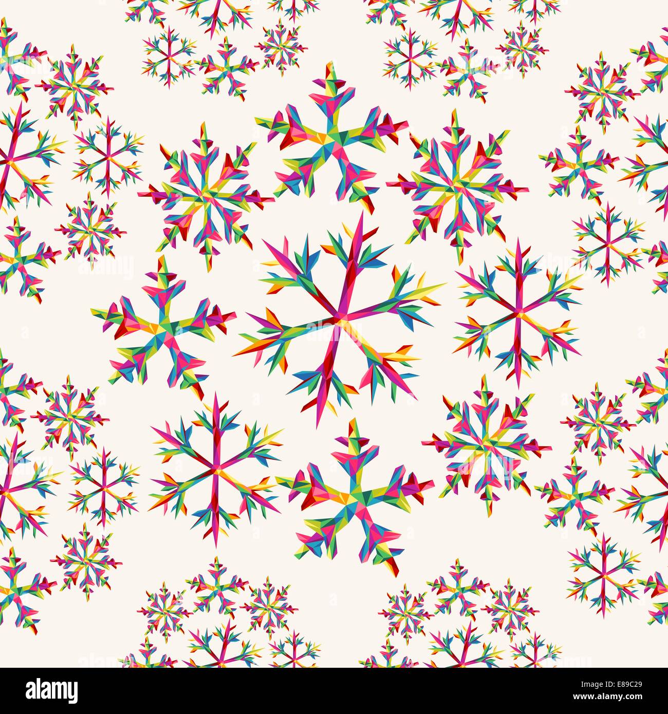 Colorful Christmas triangle snowflakes seamless pattern for fabric and ...