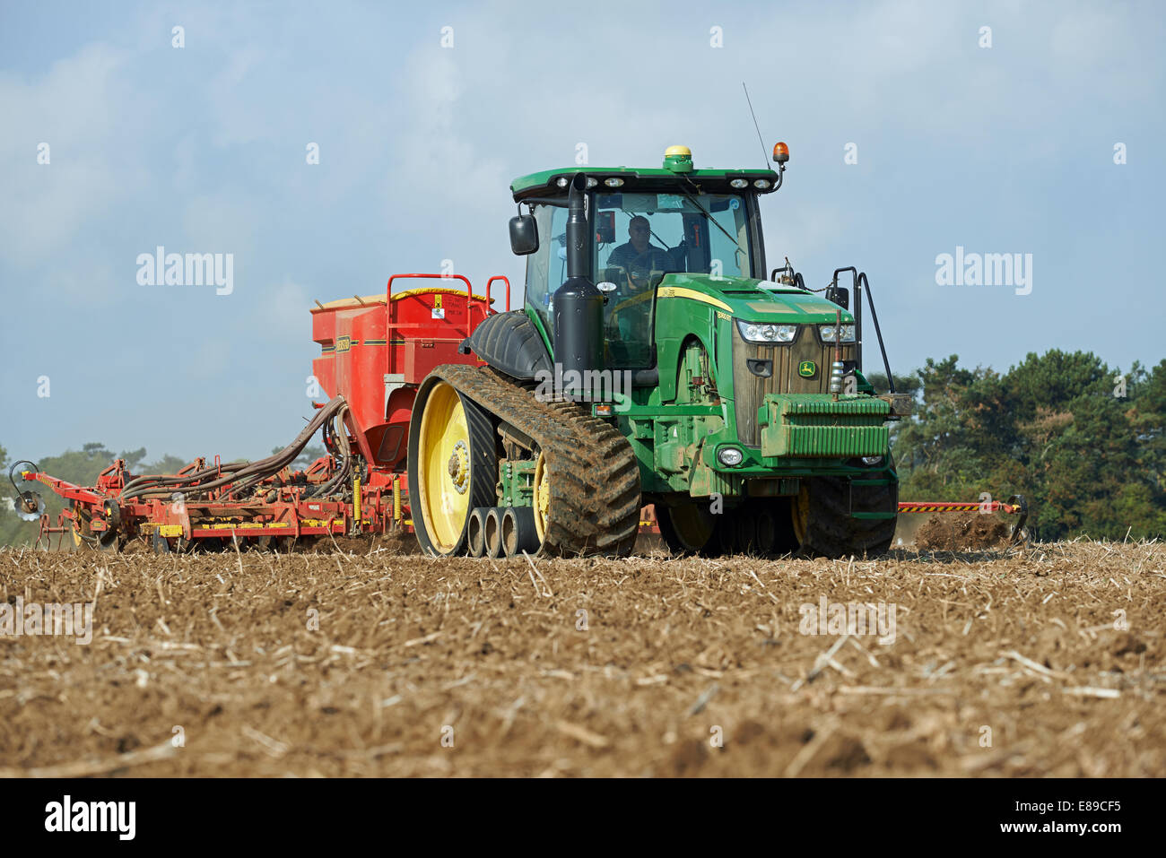 John Deere 8360 RT tractor fitted with a Vaderstad Rapid A 600S drill ...