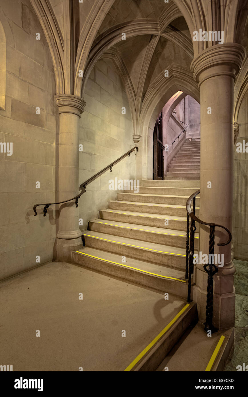 Washington National Cathedral Lower (Crypt) level staircase, leading to ...