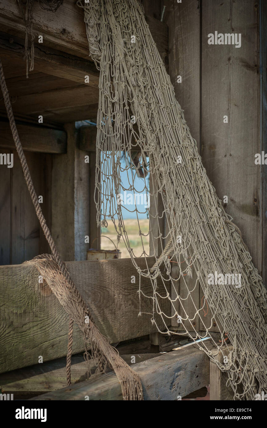 Fishermans Hut with net Stock Photo - Alamy