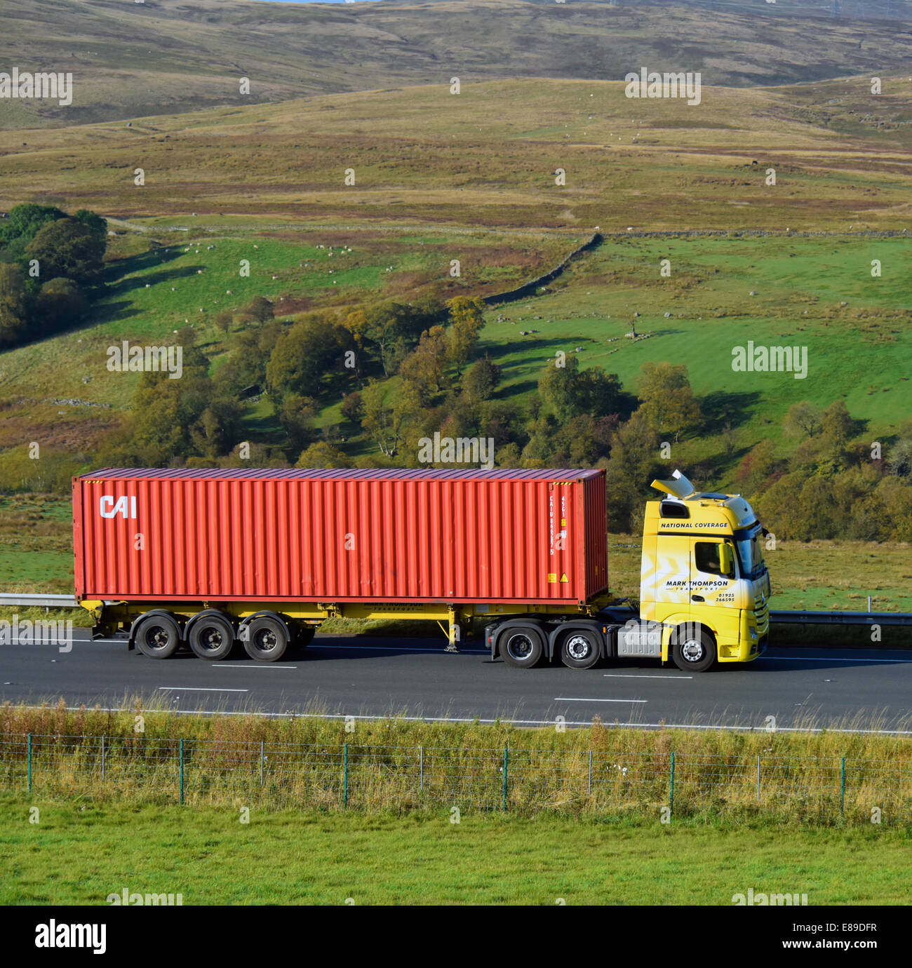 Mark Thompson Transport Container HGV. M6 Motorway, northbound. Shap ...