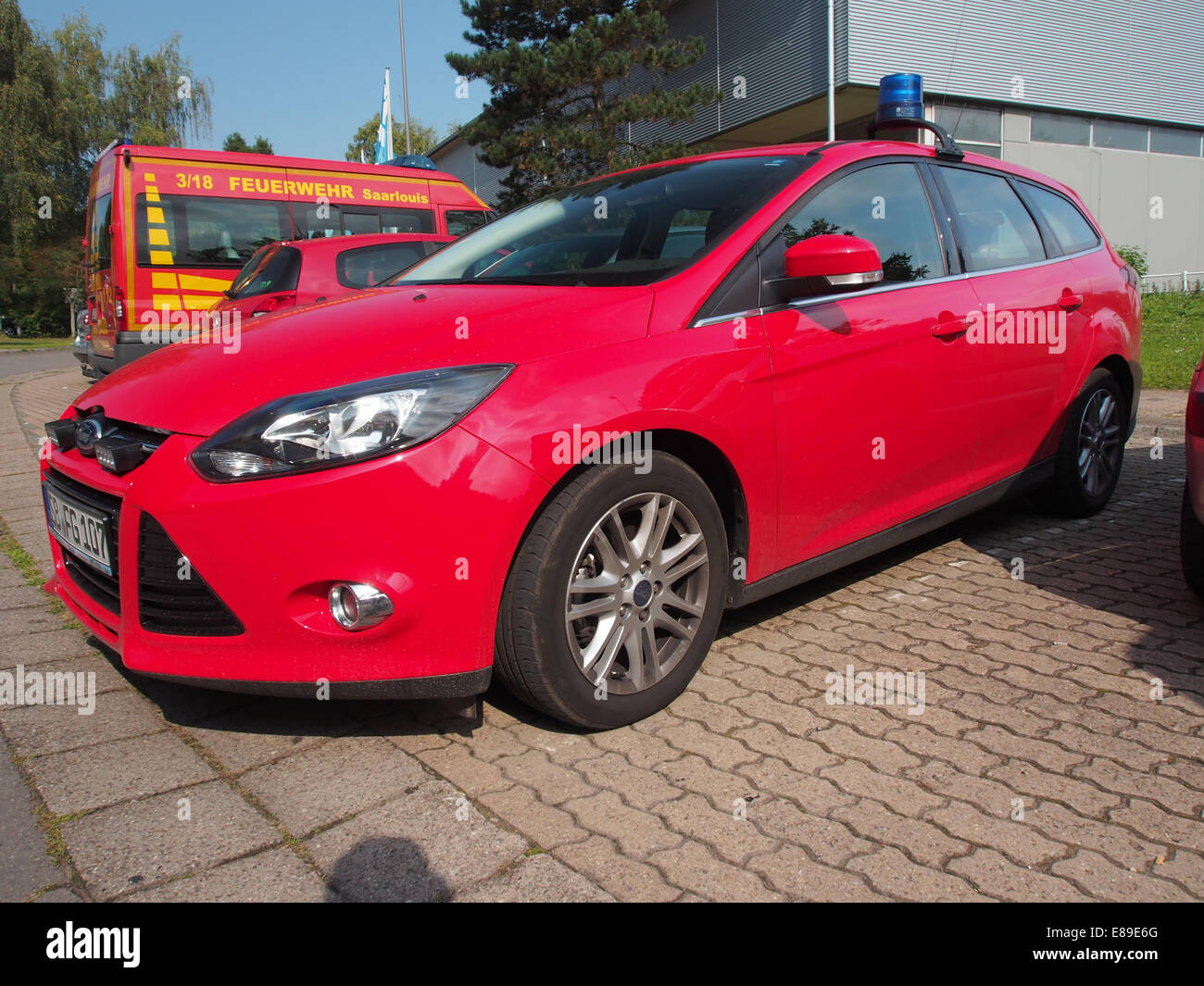 A Ford fire engine from Saarbrücken is seen in action during the ...
