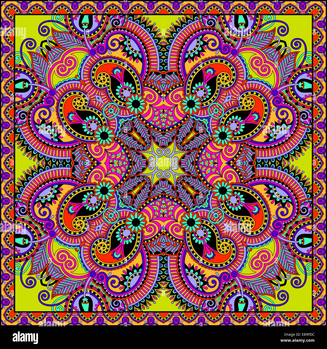 Traditional ornamental floral paisley bandanna. You can use this ...