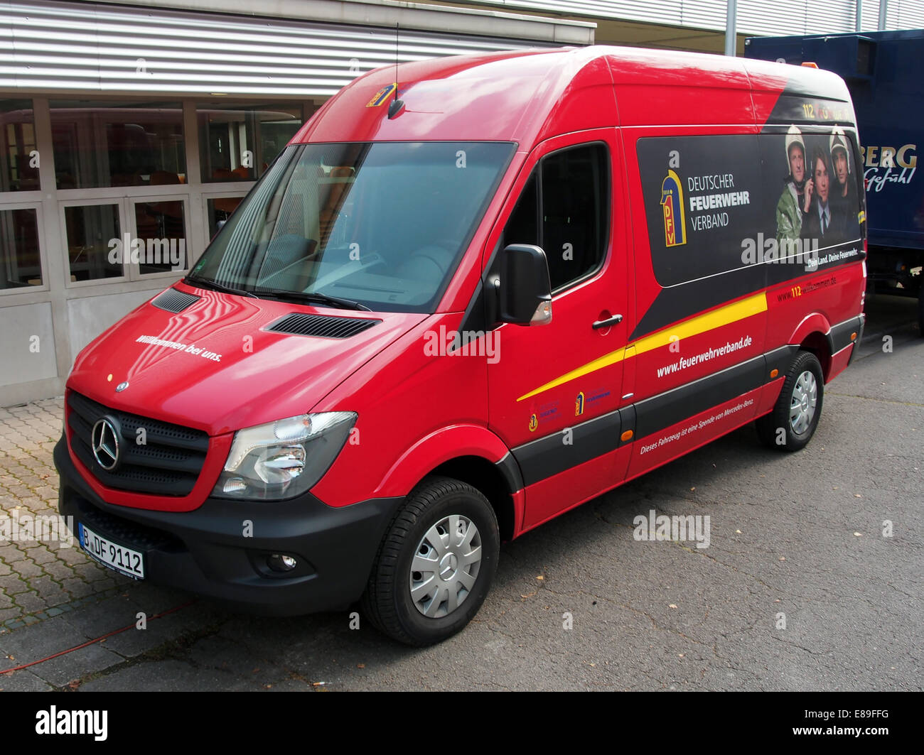 This Mercedes fire engine, part of the Deutscher Feuerwehr Verband, is ...