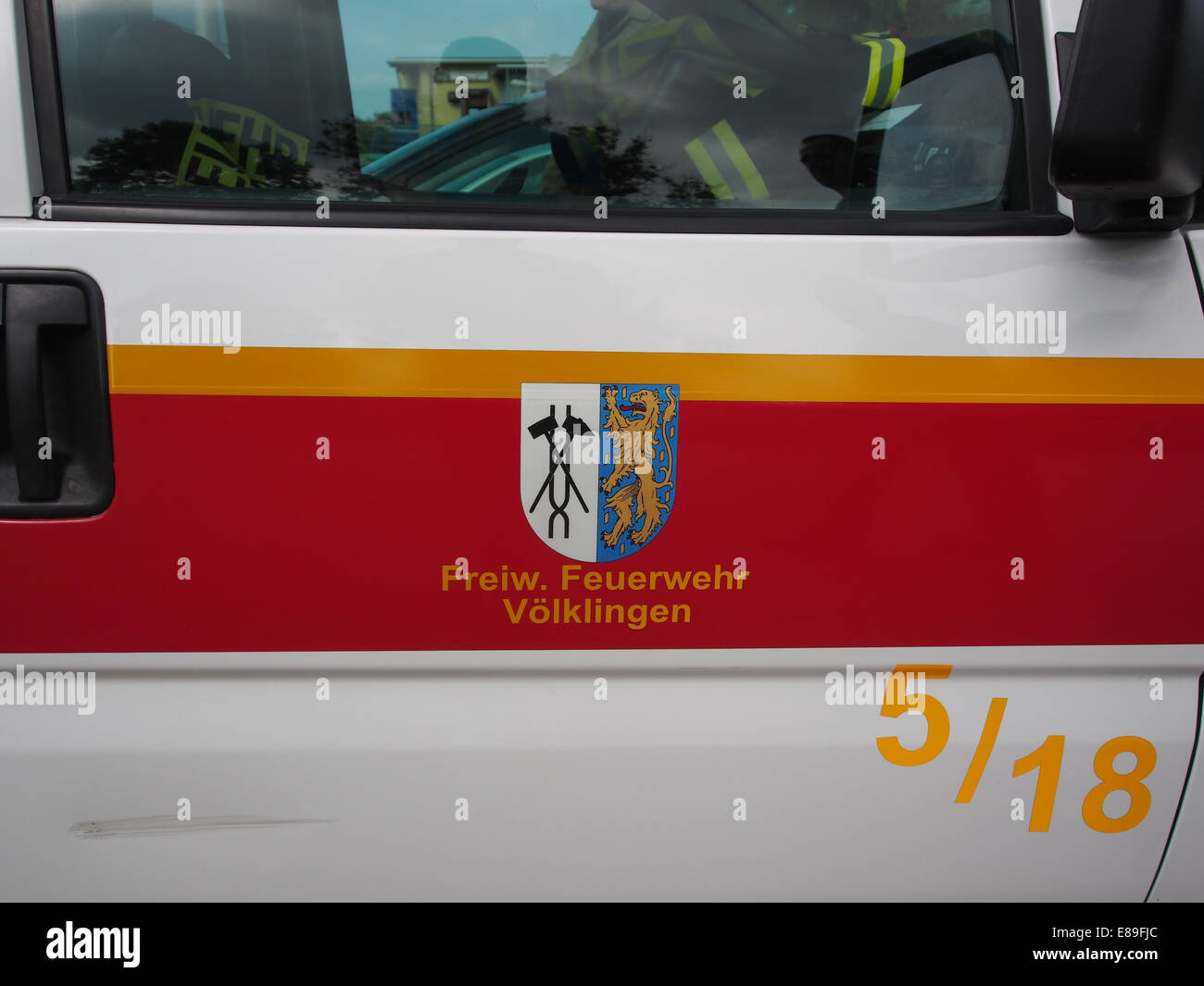 A Fiat fire engine from Freiwillige Feuerwehr VC3B6lklingen, Unit 5-18 ...