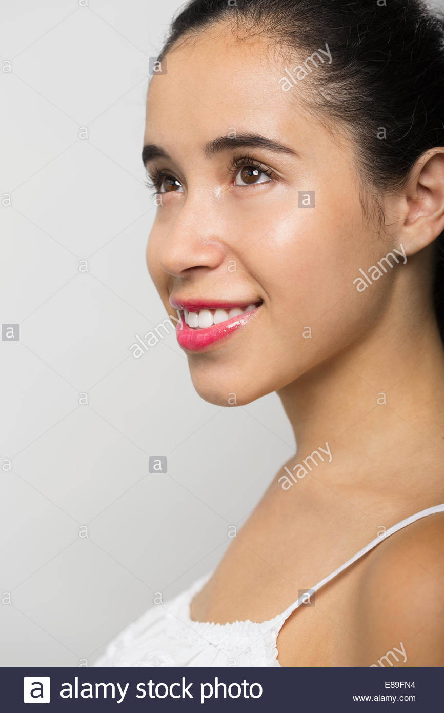 Young woman smiling lipstick hi-res stock photography and images - Alamy