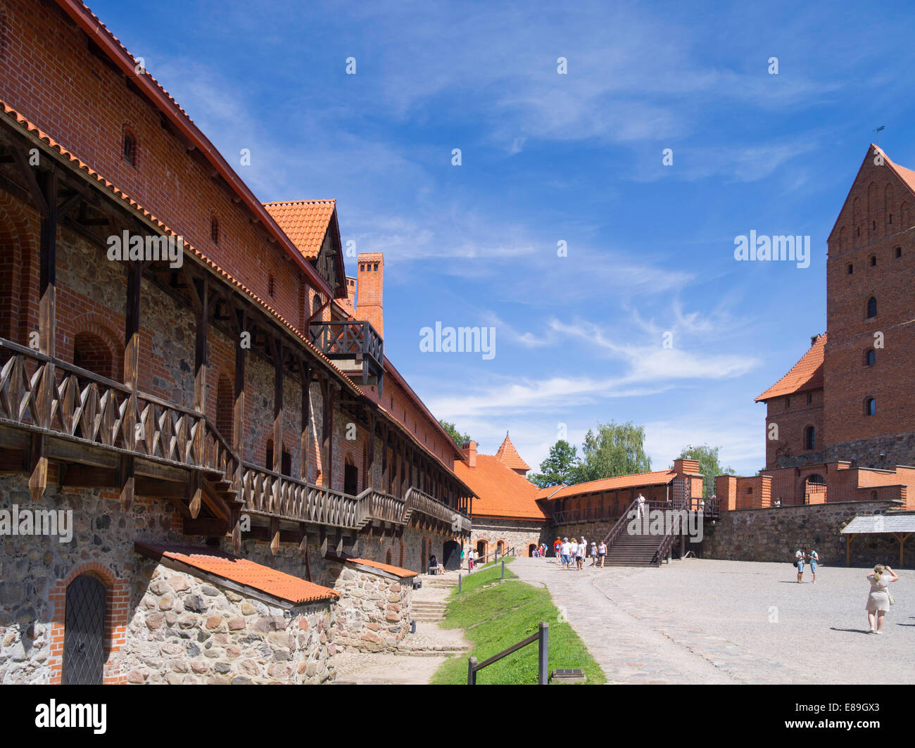 View of the interior courtyard of Trakai Castle, one of Lithuania's ...