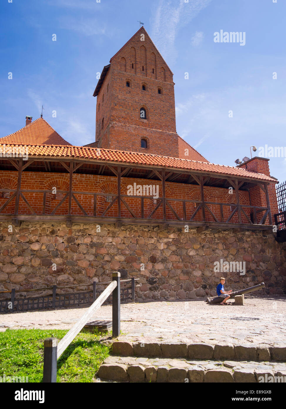 View of the interior courtyard of Trakai Castle, one of Lithuania's ...