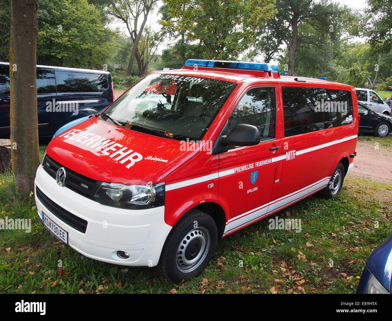 The Volkswagen fire engine, part of Freiwillige Feuerwehr Spillern, is ...