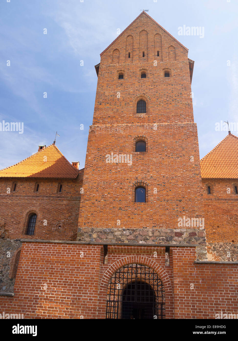 View of the main tower, Trakai Castle, one of LIthuania's most famous ...