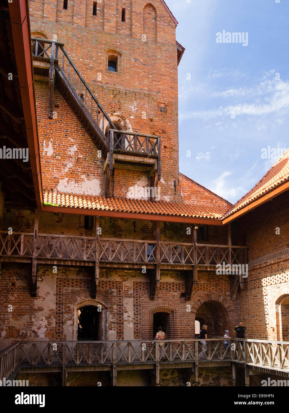Interior courtyard view of the main castle of Trakai Castle, one of ...