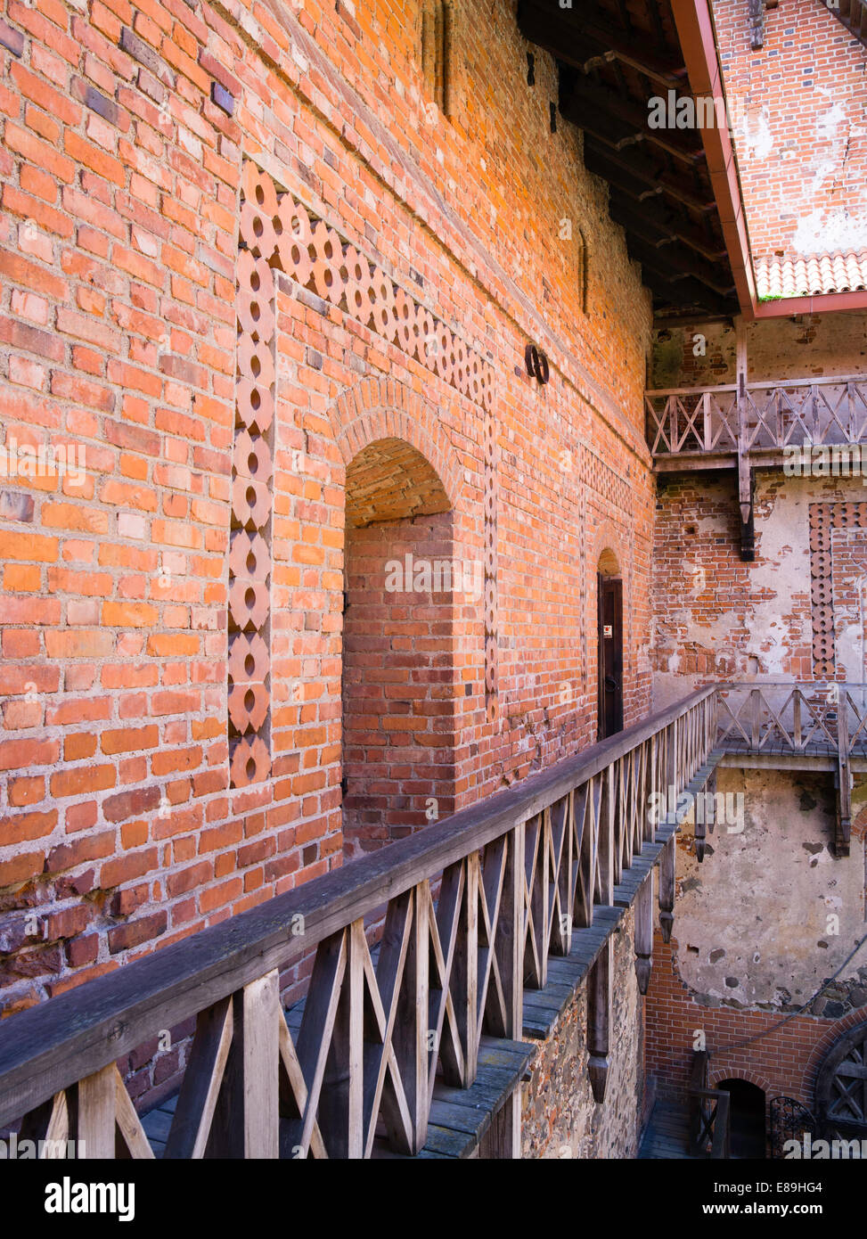 Architectural detail of the interior courtyard view of the main castle ...