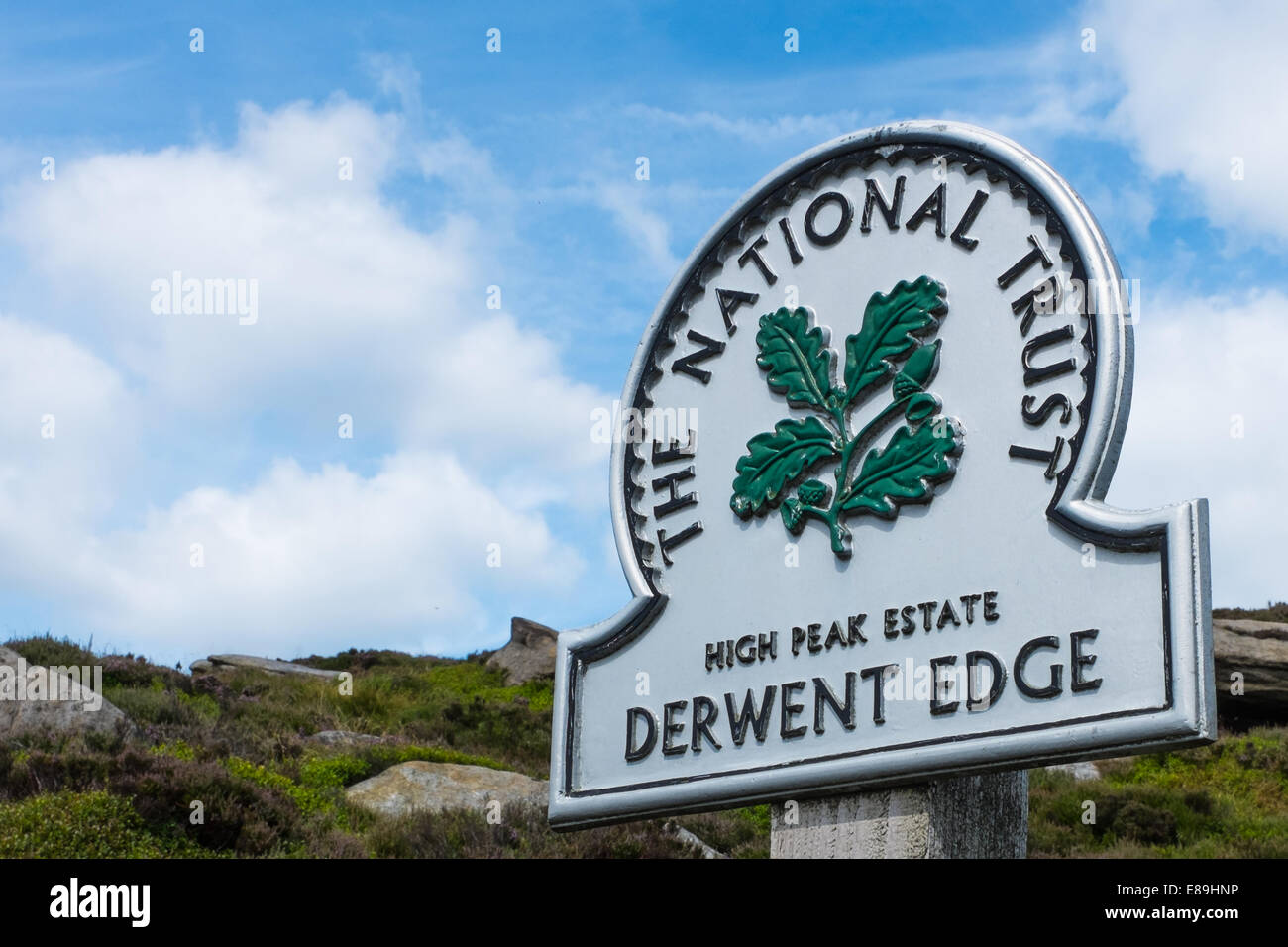 National Trust sign for Derwent Edge in the Derbyshire Peak District ...