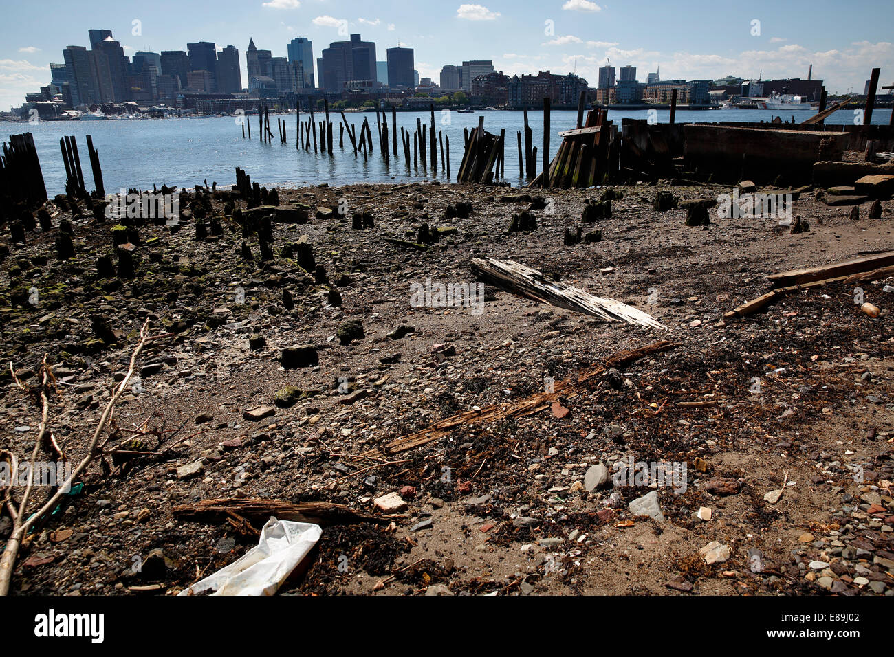 Industrial area, Boston Harbor waterfront skyline Stock Photo - Alamy